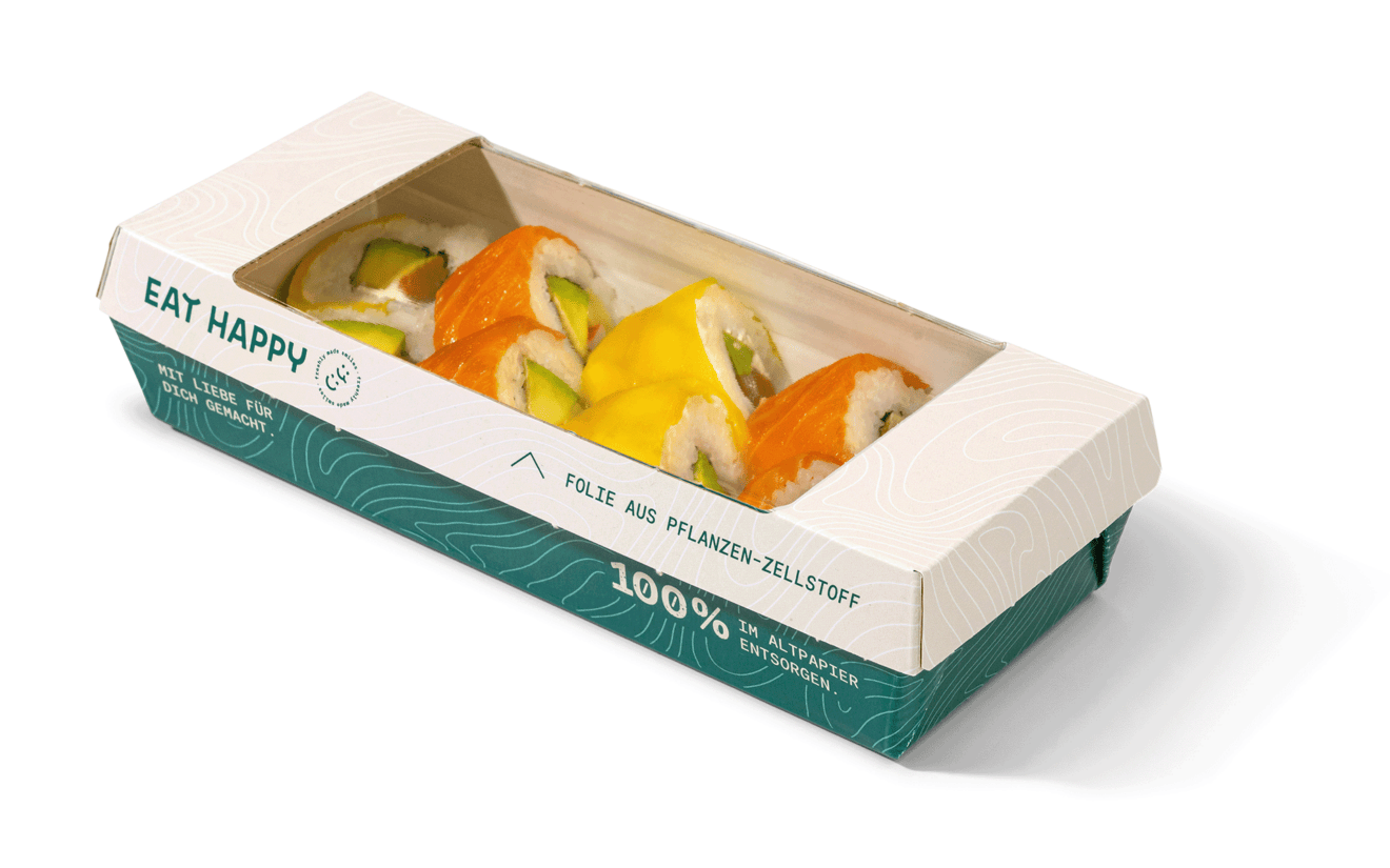 Sushi in kreislauffähiger Verpackung von DS Smith - packaging journal