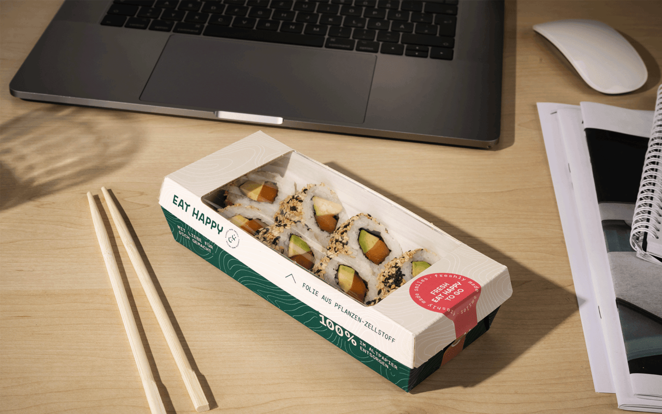 Sushi in kreislauffähiger Verpackung von DS Smith - packaging journal